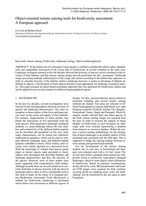 Pdf Object Oriented Remote Sensing Tools For Biodiversity Assessment A European Approach