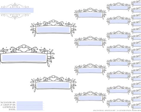 5 Generation Pedigree Chart Digital Template Downloadable Printable Pdf