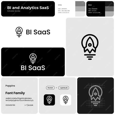 Premium Vector Bi And Analytics Saas Monochrome Logo With Brand Name