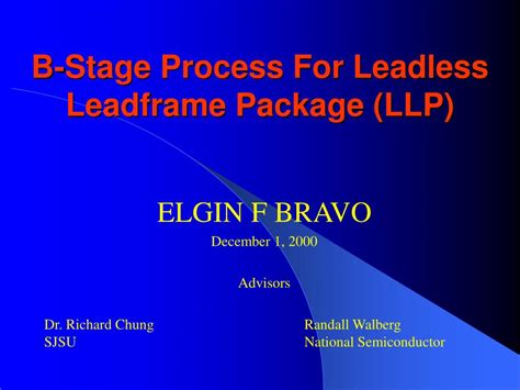 Ppt B Stage Process For Leadless Leadframe Package Llp Powerpoint