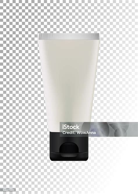 벡터 빈 바디 로션 크림 스크럽 화장품 튜브에 대 한 검은 뚜껑 화이트 패키지 플라스틱 용기 백색 투명 한 배경에 고립의 현실 이랑 디자인에 대한 스톡 벡터 아트 및 기타