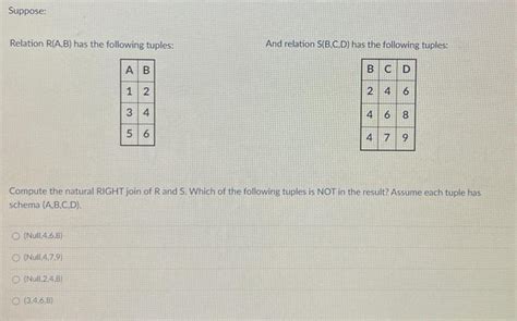 solved suppose relation r a b has the following tuples