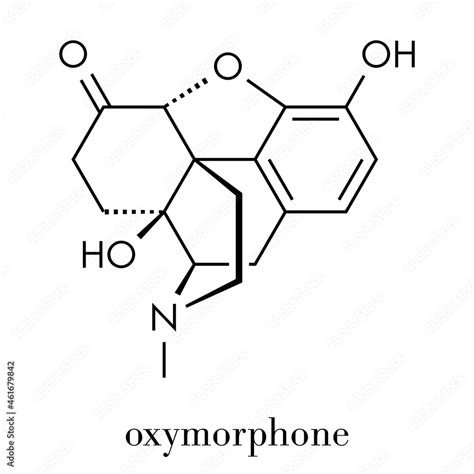 Oxymorphone Opioid Analgesic Drug Molecule Skeletal Formula Stock