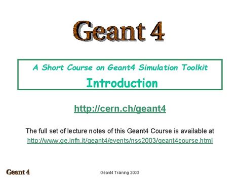 A Short Course On Geant 4 Simulation Toolkit