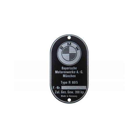 Plaque Signalétique R60 Bmw Motos