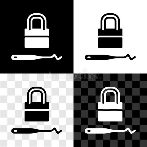 Set Key Lock Picks For Lock Picking And On Computer Monitor On Seamless Pattern Vector Stock