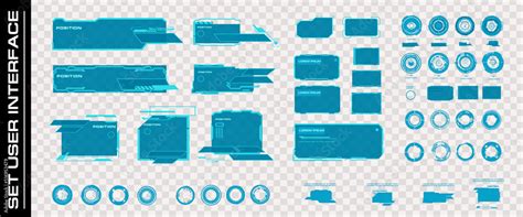 Set HUD UI Elements On A Transparent Background Futuristic Interface With Frames Callouts And