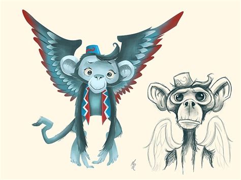 winged | Monkey art, Monkey illustration, Cartoon sketches