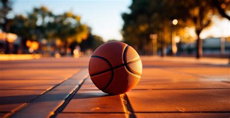 Premium AI Image Basketball On An Open Court At Sunset AI Generated Image