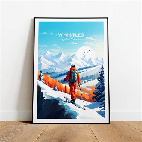 Whistler Traditional Ski Print British Columbia Whistler Poster Ski