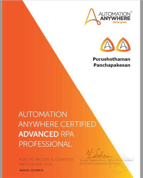 Purushothaman Panchapakesan On Linkedin View My Verified Achievement From Robotic Process