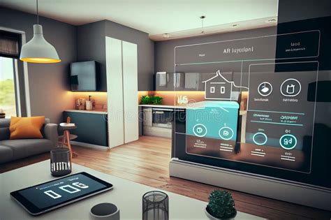 Smart Home Interface With Augmented Realty Of Iot Stock Illustration Illustration Of