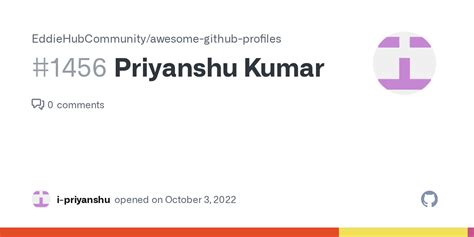 Priyanshu Kumar · Issue 1456 · Eddiehubcommunityawesome Github Profiles · Github