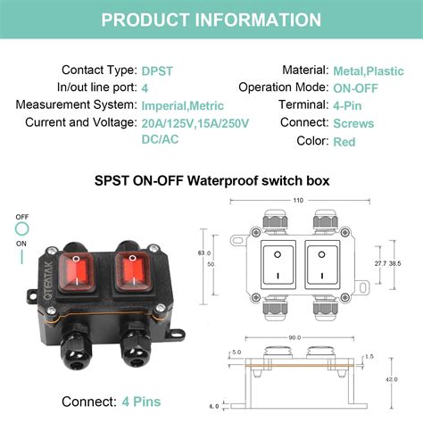 Qteatak Inline Cord Switch Dpst Ac Dc 20a 125v 16a 250v 30a 24v 35a 12v Ip66