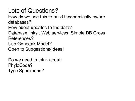 Ppt Requirements Of A Taxonomy Database Tcl Db A Prototype Powerpoint