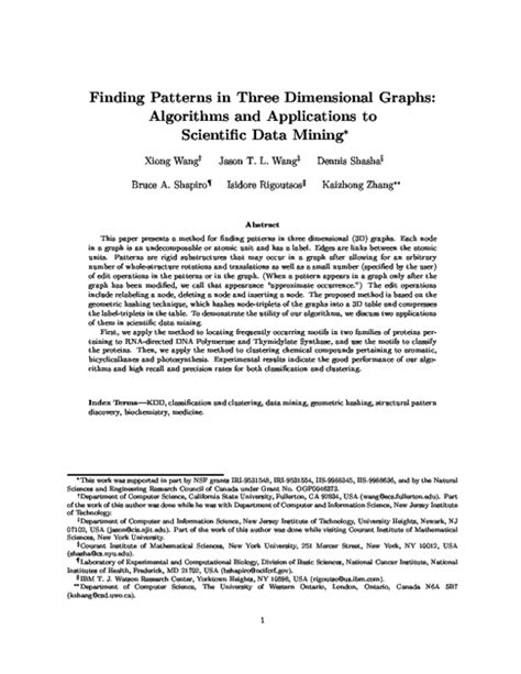 Pdf Finding Patterns In Three Dimensional Graphs Algorithms And Applications To Scientific