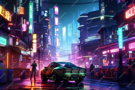 Ilustração Abstrata Da Cidade Cyberpunk Cidade Futurista Arte Distópica