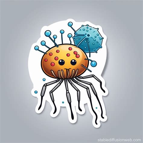 Humorous Bacteriophage Illustration Stable Diffusion Online