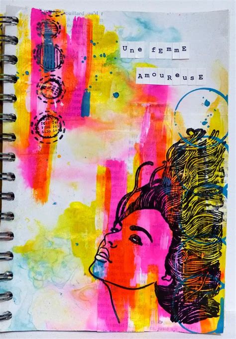 Magandscrap Semaine 7 Du Positivjournal Fêtons Lamour Tutoriel Art Journal Tache Encre