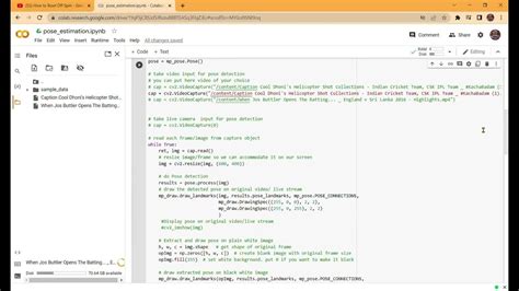 cricket pose estimation using numpy mediapipe opencv python team