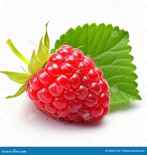 Raspberry With Leaf Isolated On White Background Stock Illustration Illustration Of Green