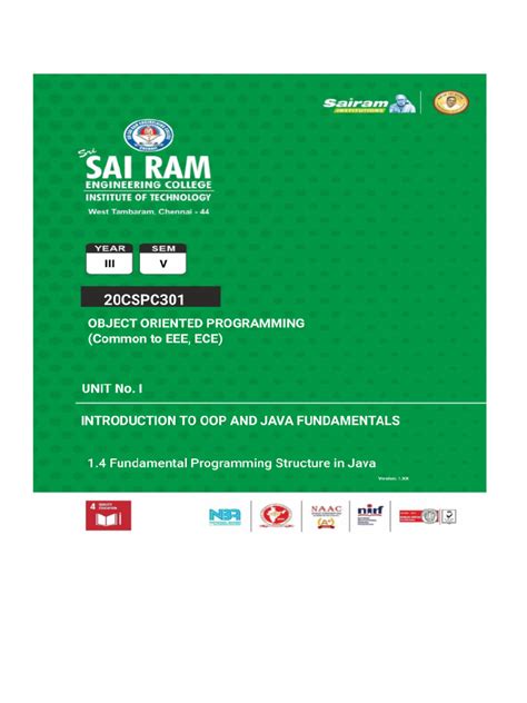 14 Study Materials Fundamental Programming Structure In Java Pdf