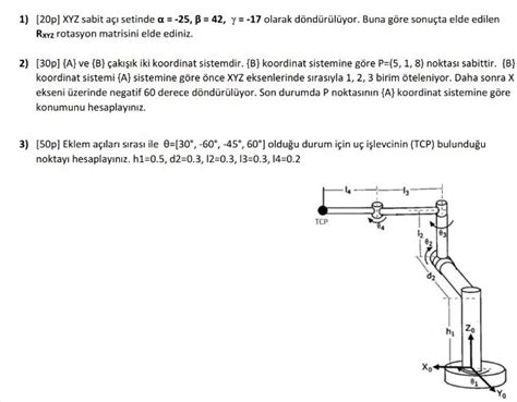 ROBOTICS In XYZ fixed angle set a β Chegg com
