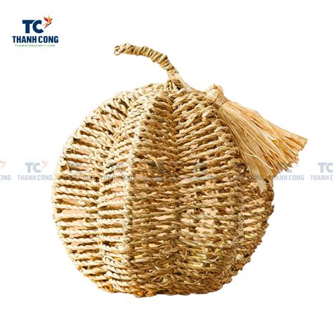 Natural Seagrass Pumpkin For Halloween Tchd 24473