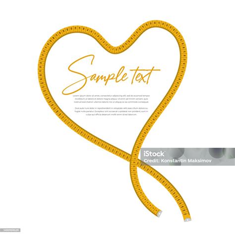 흰색 바탕에 하트 형태의 노란색 줄자를 추상적으로 가로 그림으로 그려 놓았다 마음 속에는 당신의 텍스트를위한 장소가 있습니다 0명에 대한 스톡 벡터 아트 및 기타 이미지