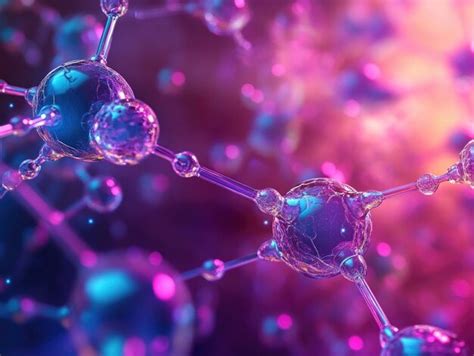 Abstract Visualization Of Molecular Structures In Neon Lights Premium
