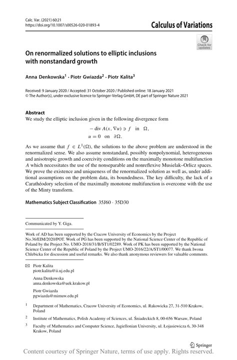 On Renormalized Solutions To Elliptic Inclusions With Nonstandard Growth Request Pdf