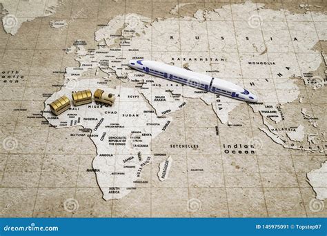 One High Speed Train And Old Train On World Map Stock Image Image Of North Infographic 145975091