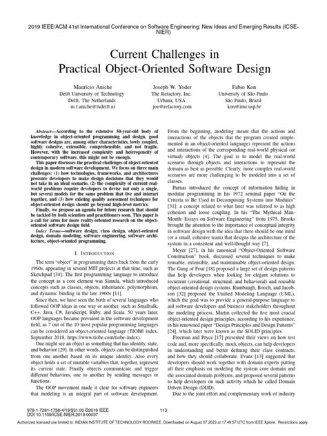 Current Challenges In Practical Object Oriented Software Design Pdf Object Oriented