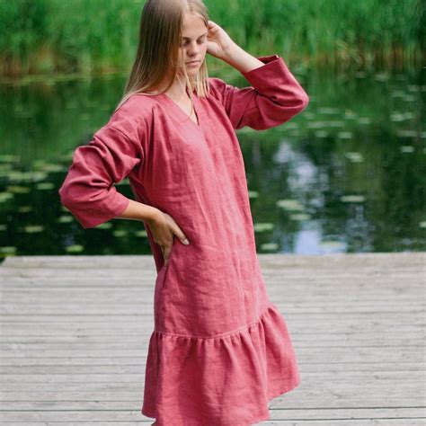 Linen Bohemian Dress Etsy