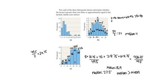 For Each Of The Three Histograms Shown Determine Whether The Mean Is Greater Than Less Than