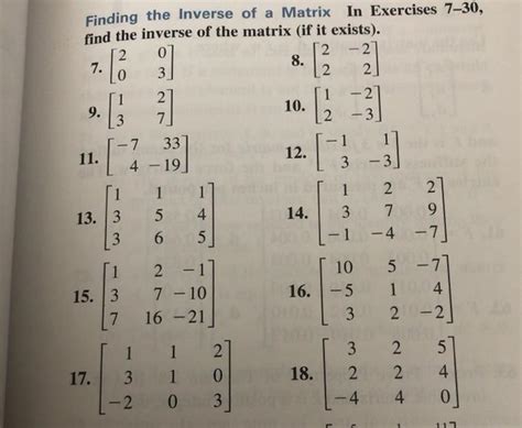 solved 8 [ 1 finding the inverse of a matrix in exercises