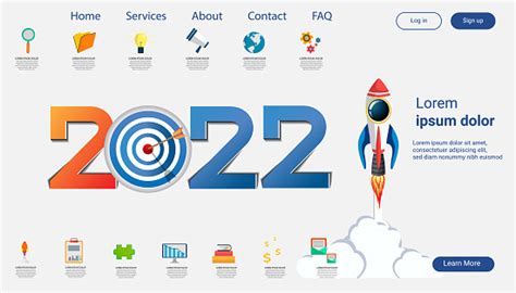 크리에이티브 비즈니스 사고 2022 다트는 성공을 위해 가랑이로 촬영 아이콘 아이디어 개념 벡터 일러스트 인포 그래픽 템플릿을 설정합니다 2022년에 대한 스톡 벡터 아트