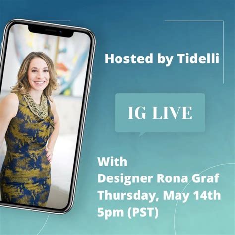 We Are So Excited To Have Rona Graf Joining Us For Tidellis Ig Live Today May 14th At 5 Pst