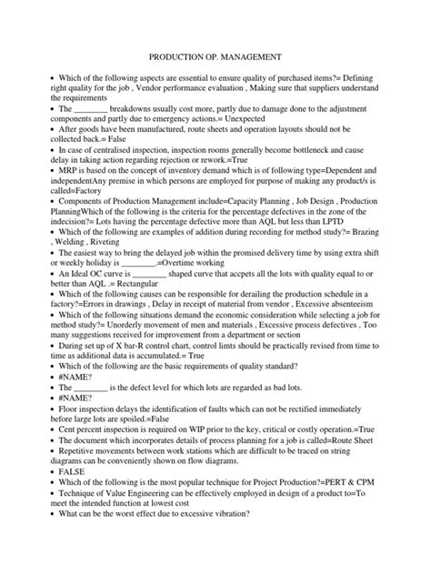 Production Operation Management Scdl Assignment Pdf Scheduling