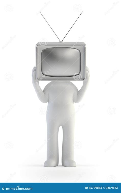 3d Small People Tv Man Stock Illustration Illustration Of Icon 55779853