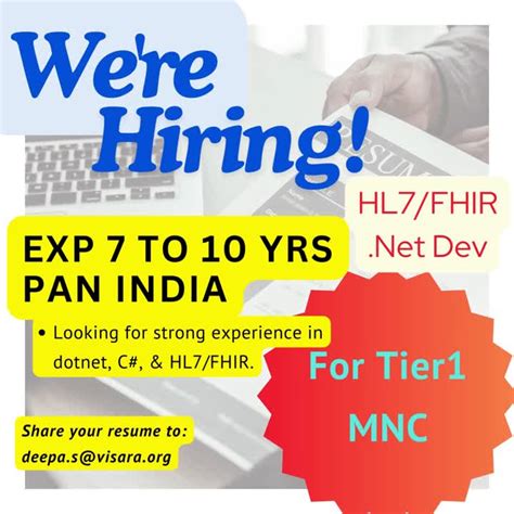 Deepa Srinivas On Linkedin Dearfolks Wearehiring Applynow Hl7 Fhir Dotnet Developers…