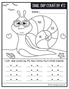 Skip Counting Snails Math Multiplication Coloring Pages Tpt