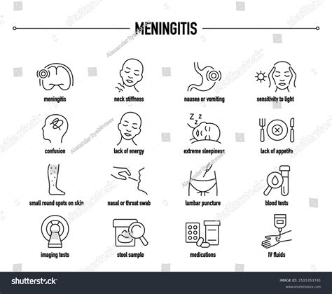 Meningitis Symptoms Diagnostic Treatment Vector Icon Stock Vector