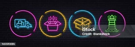 열린 상자 트럭 운송 및 포장 상자 최소 라인 아이콘 웹 응용 프로그램의 경우 벡터 인쇄 3차원 형태에 대한 스톡 벡터 아트 및 기타 이미지 Istock