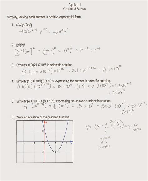 algebra alerts algebra 1 and 2 algebra 1 chapter 8 review