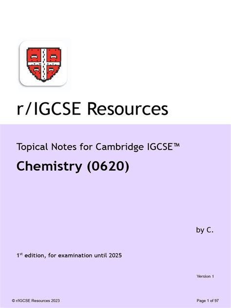 R Igcse Resources Chemistry Topical Notes By C Pdf Ion Reaction Rate
