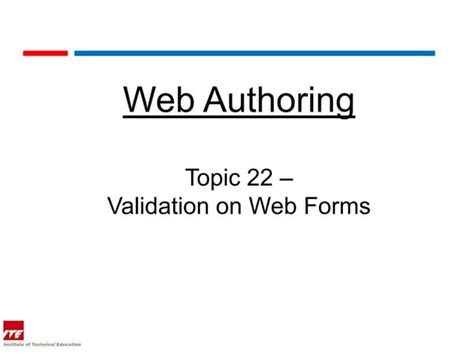 Web Topic 22 Validation On Web Forms Pptx