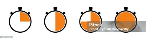 스톱워치 아이콘 세트입니다 타이머 기호입니다 15초에서 60초까지 라인 스타일로 스톱워치를 드세요 조리 시간 라벨 측정 시간 등 2에 대한 스톡 벡터 아트 및 기타 이미지