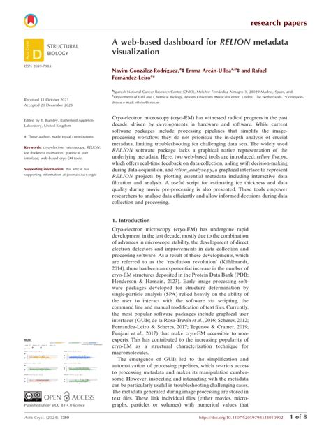 Pdf A Web Based Dashboard For Relion Metadata Visualization