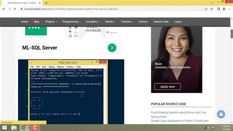 Dice Rolling Simulator In Python Youtube